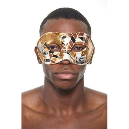 Kayso PM012 Gold Venetian Masquerade Mask with Checkered Design ...