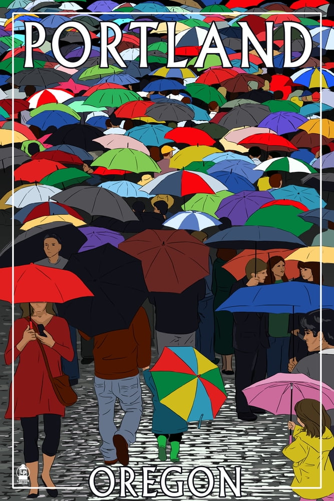 Portland, Oregon, Umbrellas (16x24 Giclee Gallery Art Print, Vivid ...