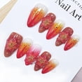Women’s Press On Nails – Handmade Almond Shape with 3D Floral Design ...