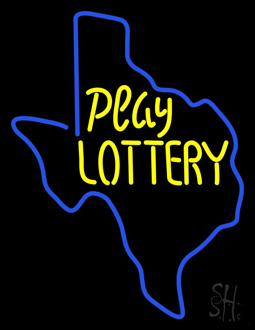 Play Lottery LED Neon Sign 19 x 15 - inches, Black Square Cut Acrylic ...
