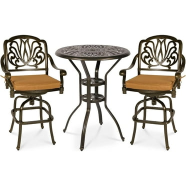 Dextrus 30 inch Patio Dining Table, Cast Aluminum Outdoor Round Table ...