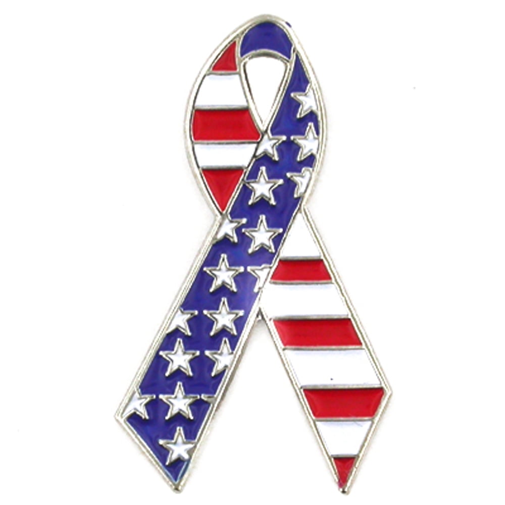 PinMart's American Flag Stars and Stripes Awareness Ribbon Enamel Lapel ...