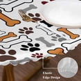 Cartoon Dog Paw Bone and Text Animals Art Round Fitted Tablecloth with ...