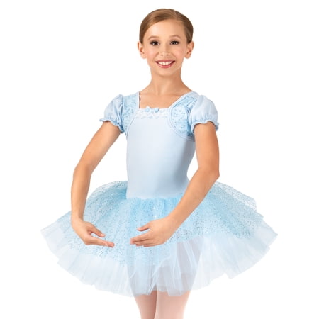 LPB - Girls Mock Wrap Puff Sleeve Tutu Dress - Walmart.com