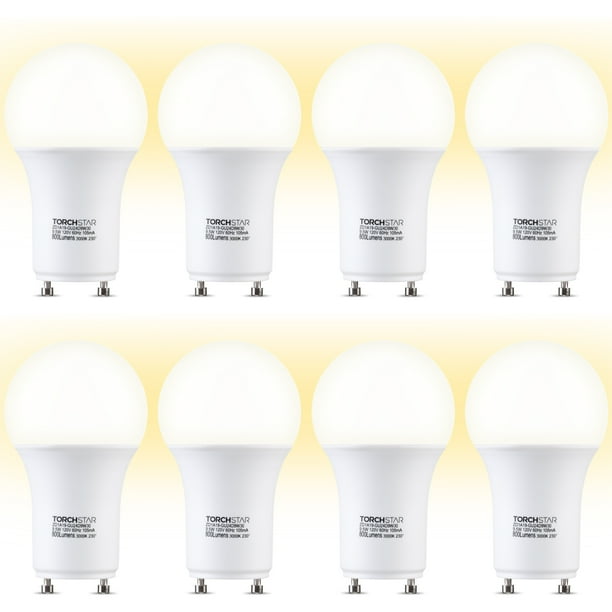 TORCHSTAR 8 Pack Dimmable GU24 Base LED Light Bulb, 3000K Warm White 9 ...