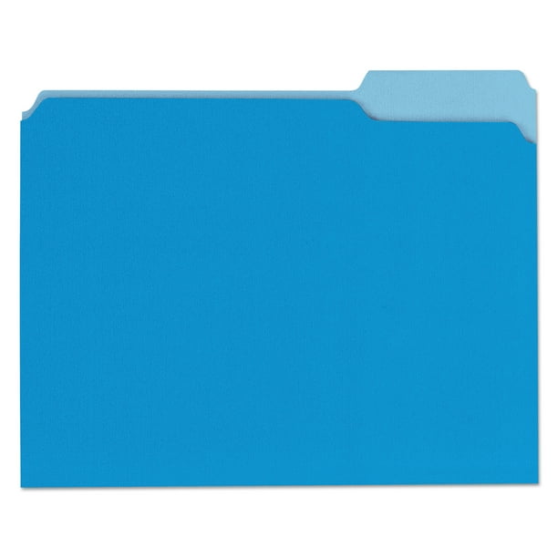 File Folders, 1/3 Cut One-Ply Top Tab, Letter, Blue/Light Blue, 100/Box ...