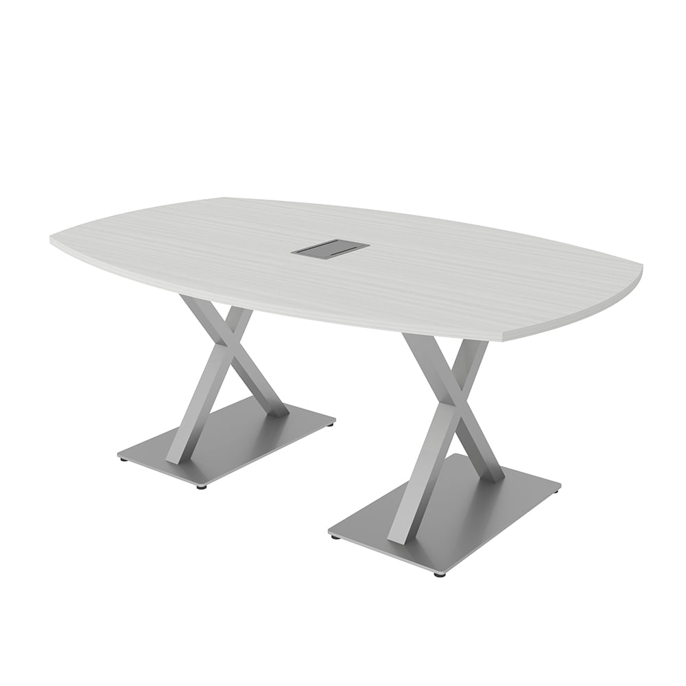 4X6 Arc Boat Conference Table with X Base Data And Electric Unit ...