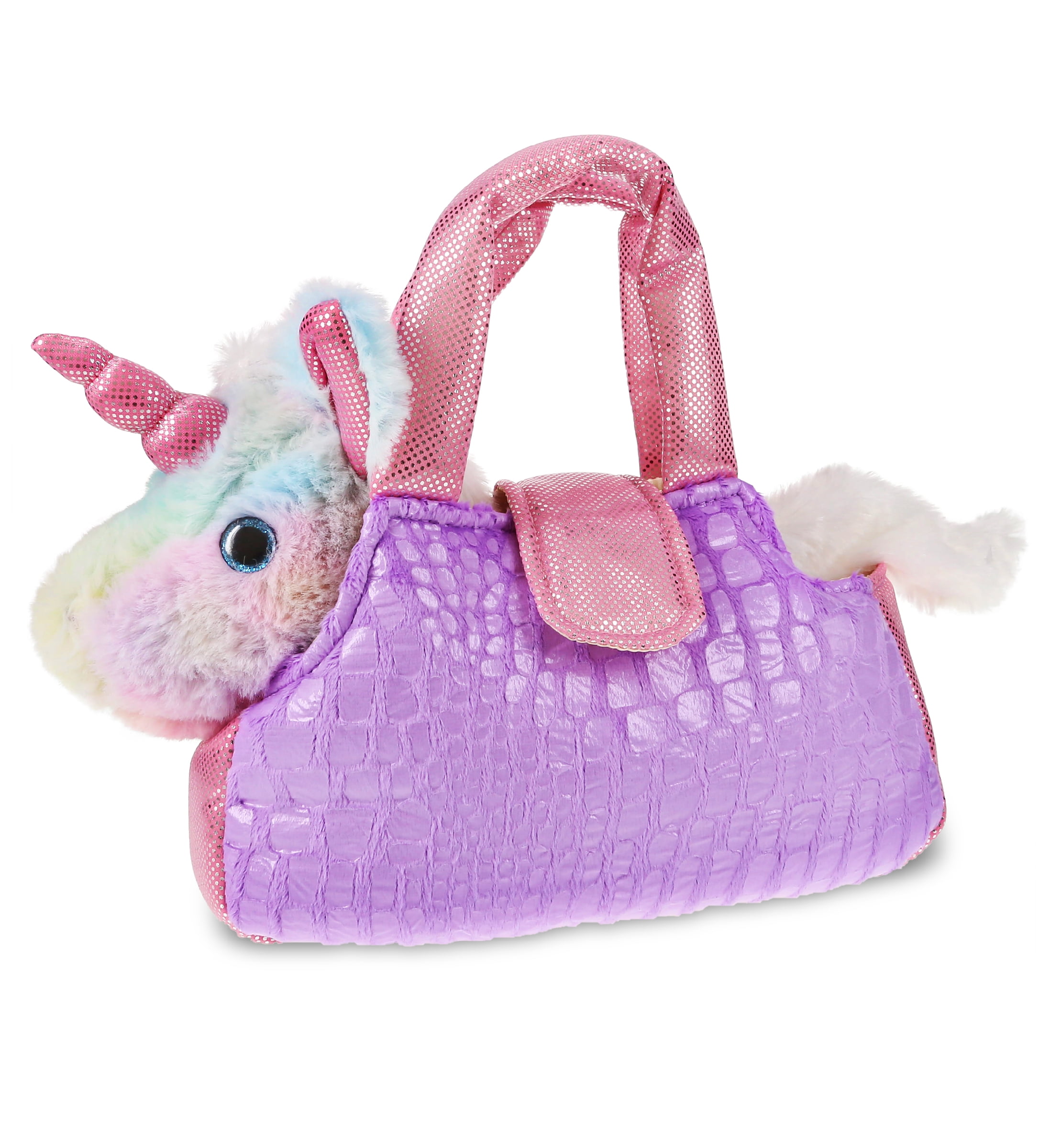 DolliBu Pink Unicorn Plush Purse Pet Carrier - Cute Unicorn Stuffed ...