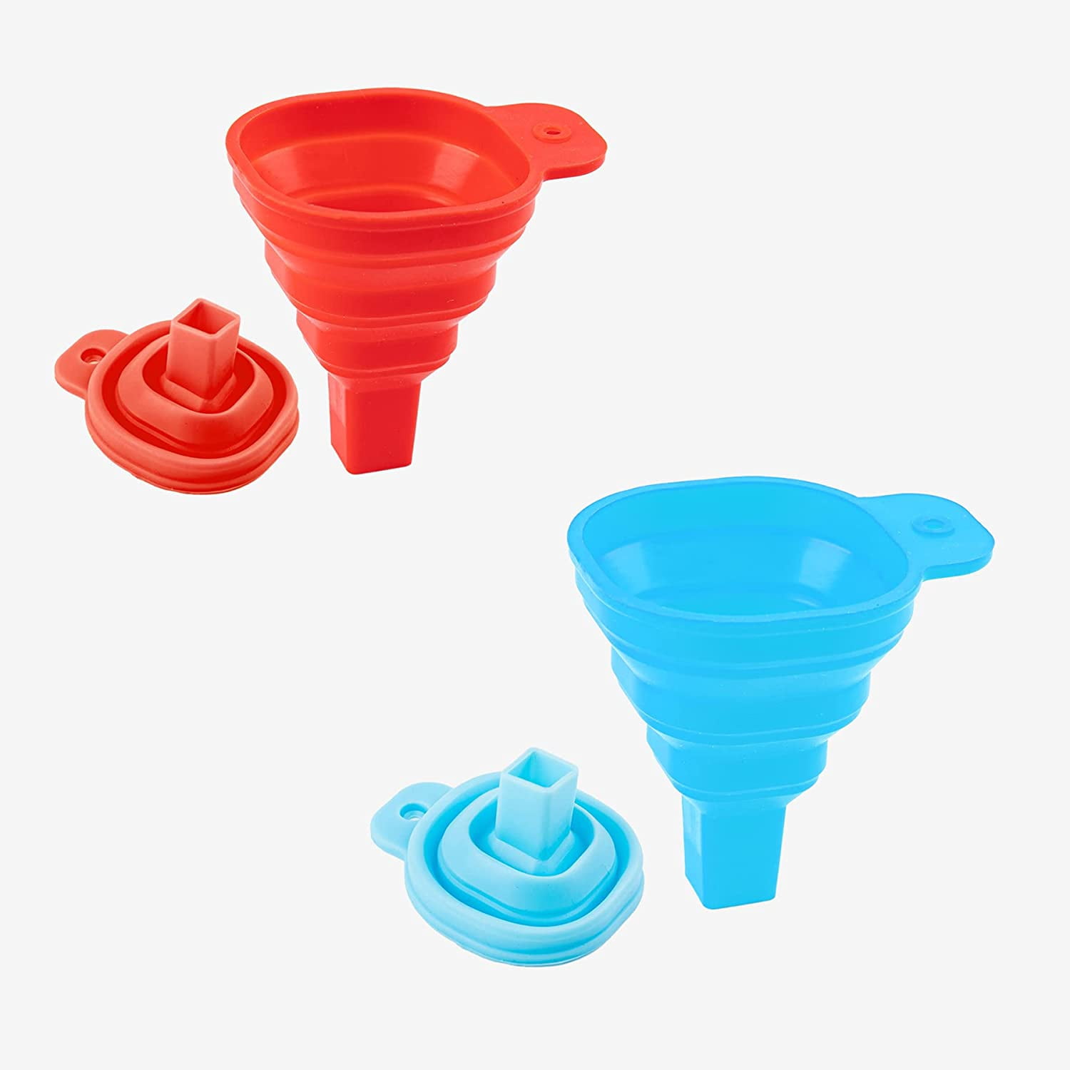 2 Pack Silicone Collapsible Funnel Foldable Kitchen Funnel Diamond ...