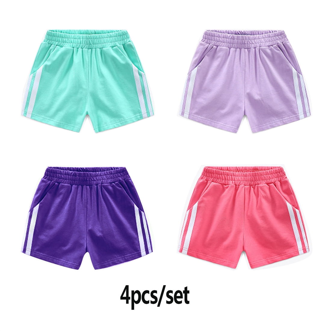 2 Pack Little Girls Shorts/ Solid Color Girls Athletic Shorts for Girls ...