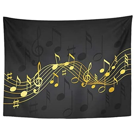 Tapestry 60"x80" Mandala Hippie Wall hangings White Gold Music Notes On ...