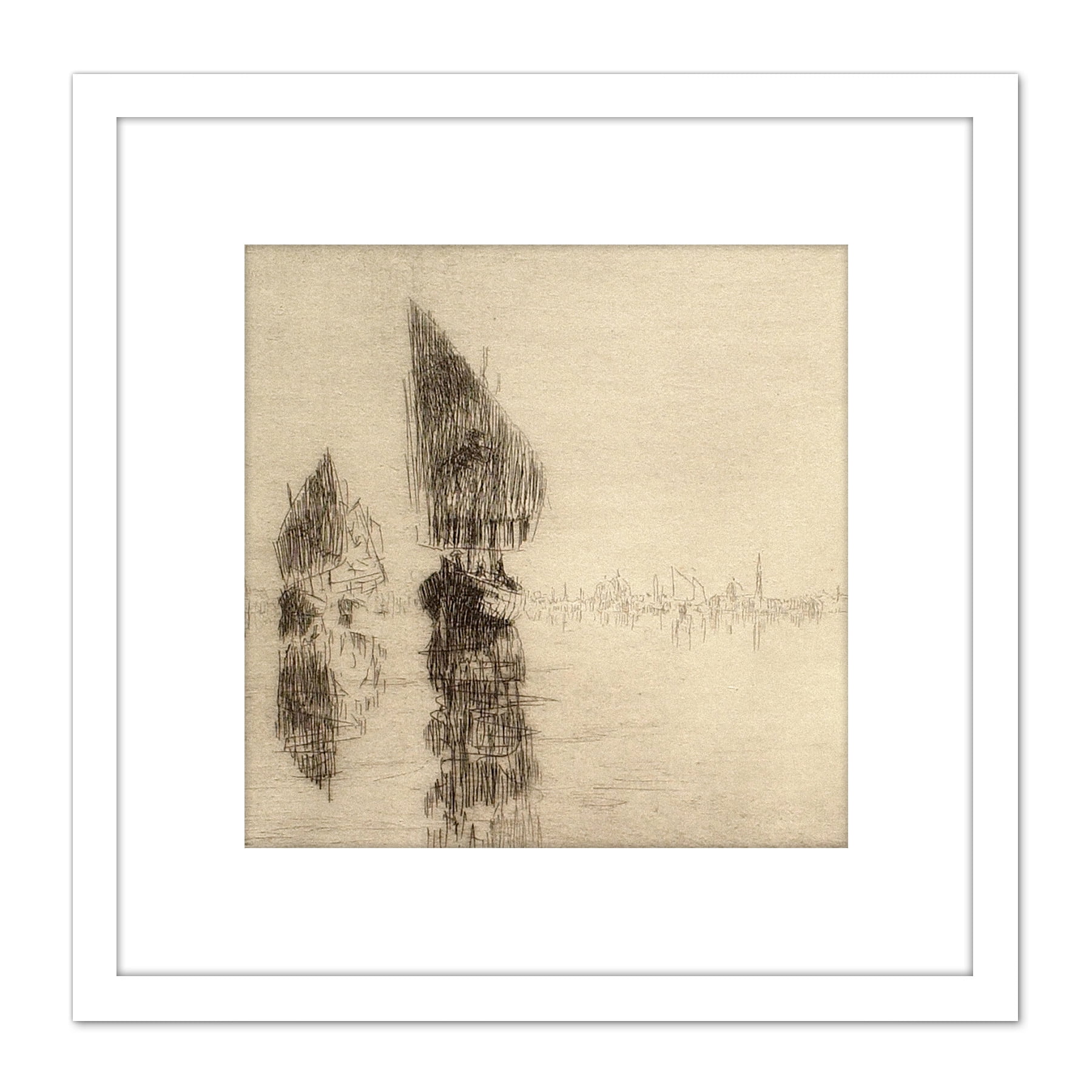 Mcbey Laguna Veneta Ships Drawing 8X8 Inch Square Wooden Framed Wall ...