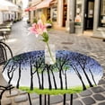 Birch Tree Round Fitted Table Cover Spring Summer Art Purple Green Leaf ...