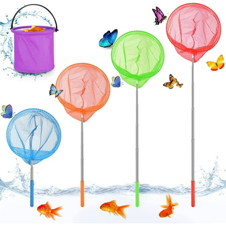 YDJKET Kids Butterfly Net, Set of 4 Kids Telescopic Landing Net with 1 ...