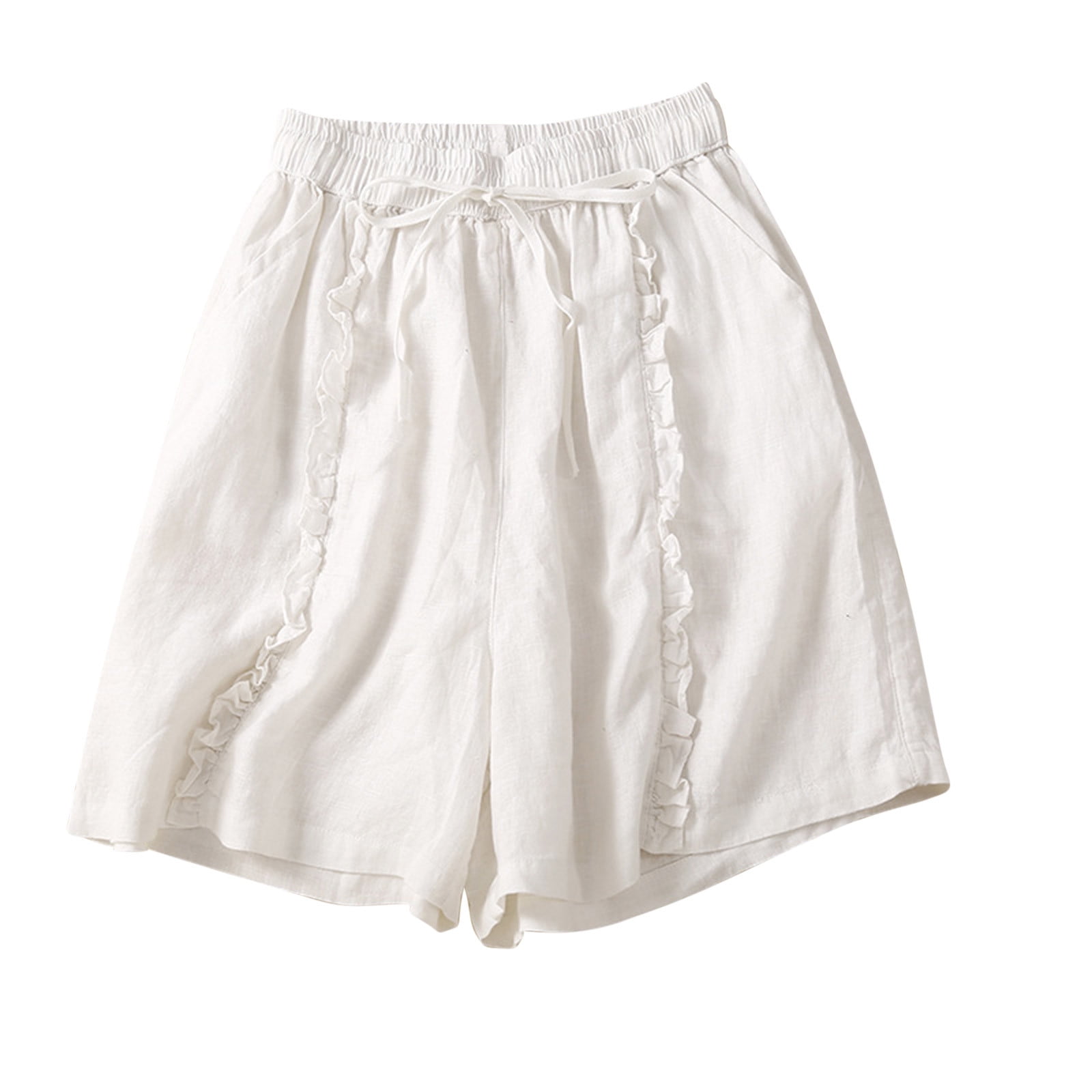 pbnbp Linen Shorts Women Plus Size High Waisted Stretch Drawstring ...