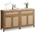 Surmoby 2PCS Boho Sideboard Buffet Cabinet, Rattan Doors, Drawer ...