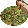 Tropical Leaves Washable Round Area Rug 8 ft, Monstera Leaf Botanical ...