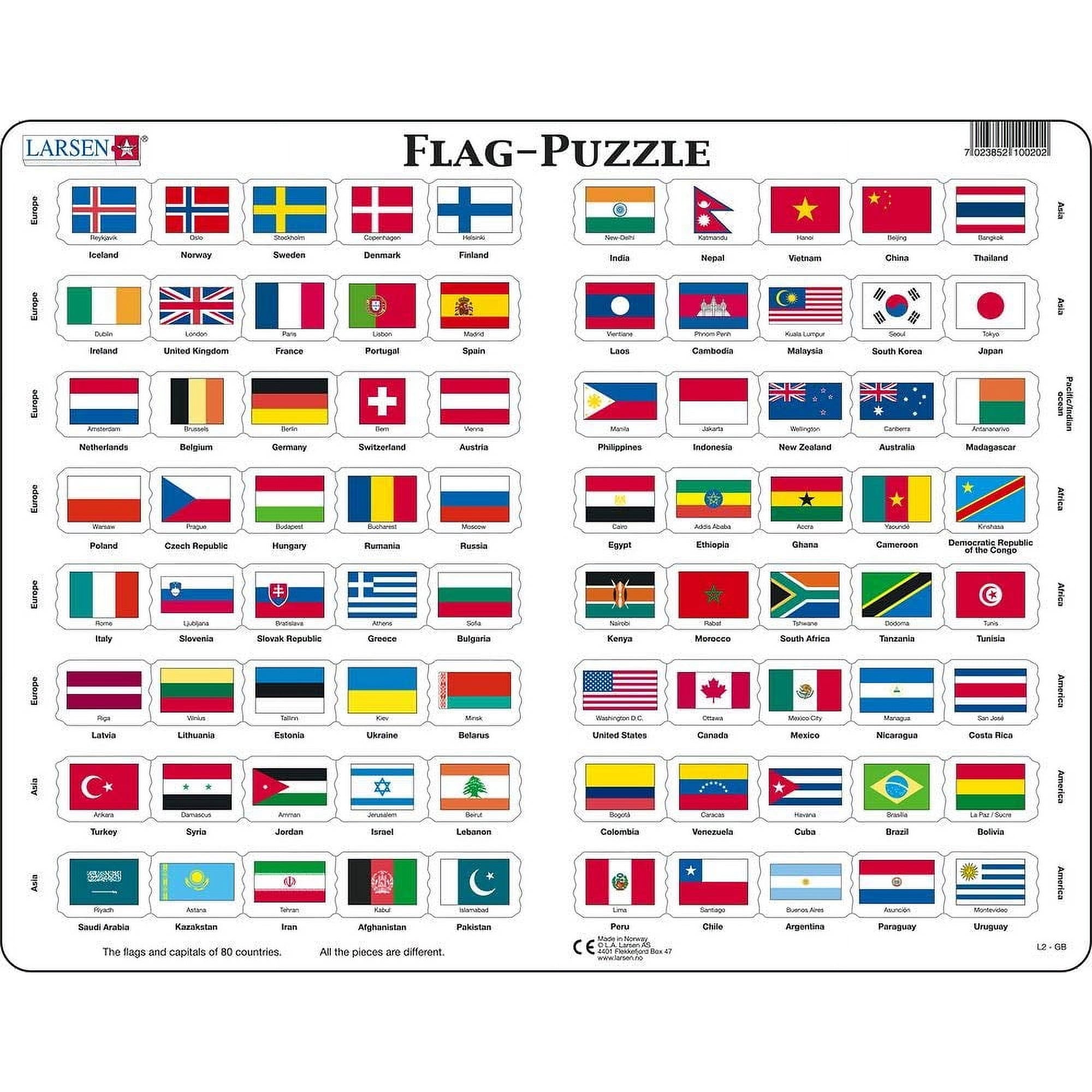 Click here for Larsen Puzzles Flags Of The World 80 Piece Childre... prices