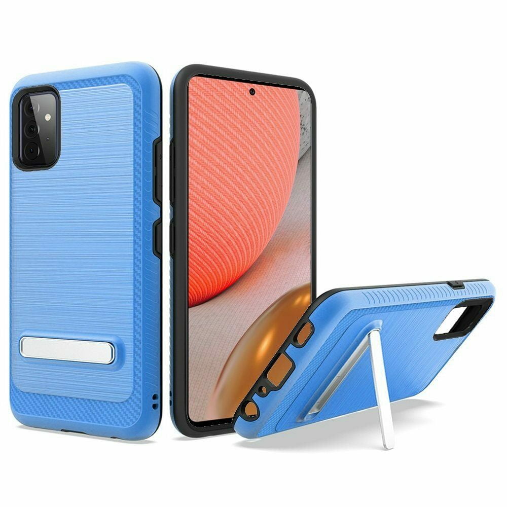 Kaleidio Case For Samsung Galaxy A72 5G [Metallic Armor] Brushed Metallic [Shockproof] Kickstand ...