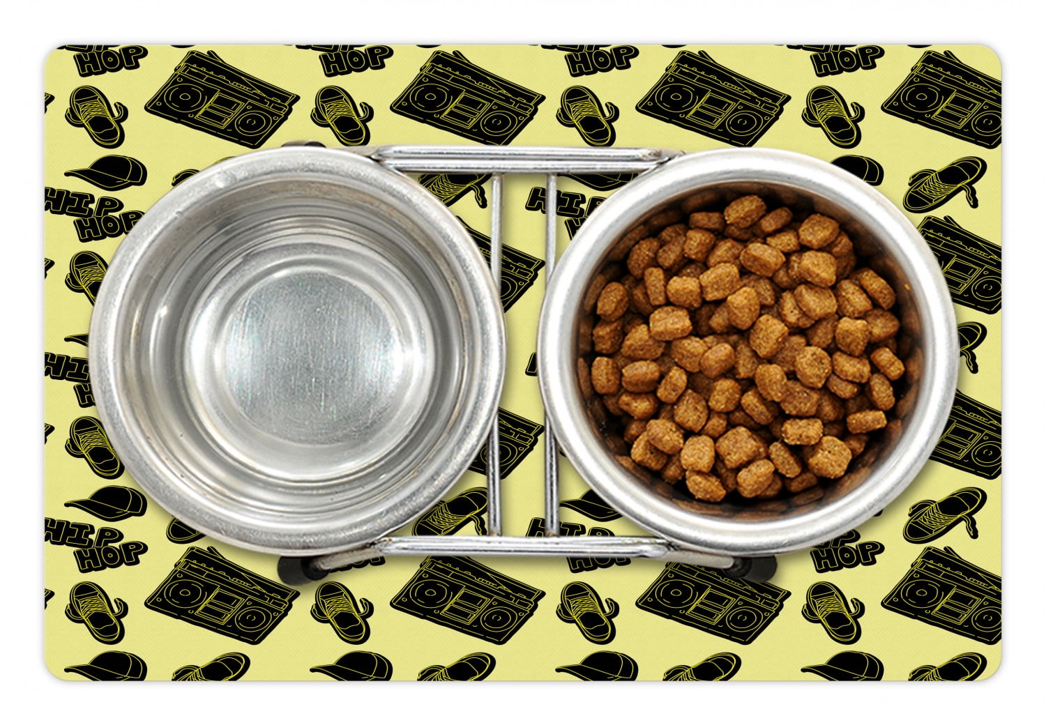 Hip Hop Pet Mat for Food and Water, Subculture Themed Print with ...
