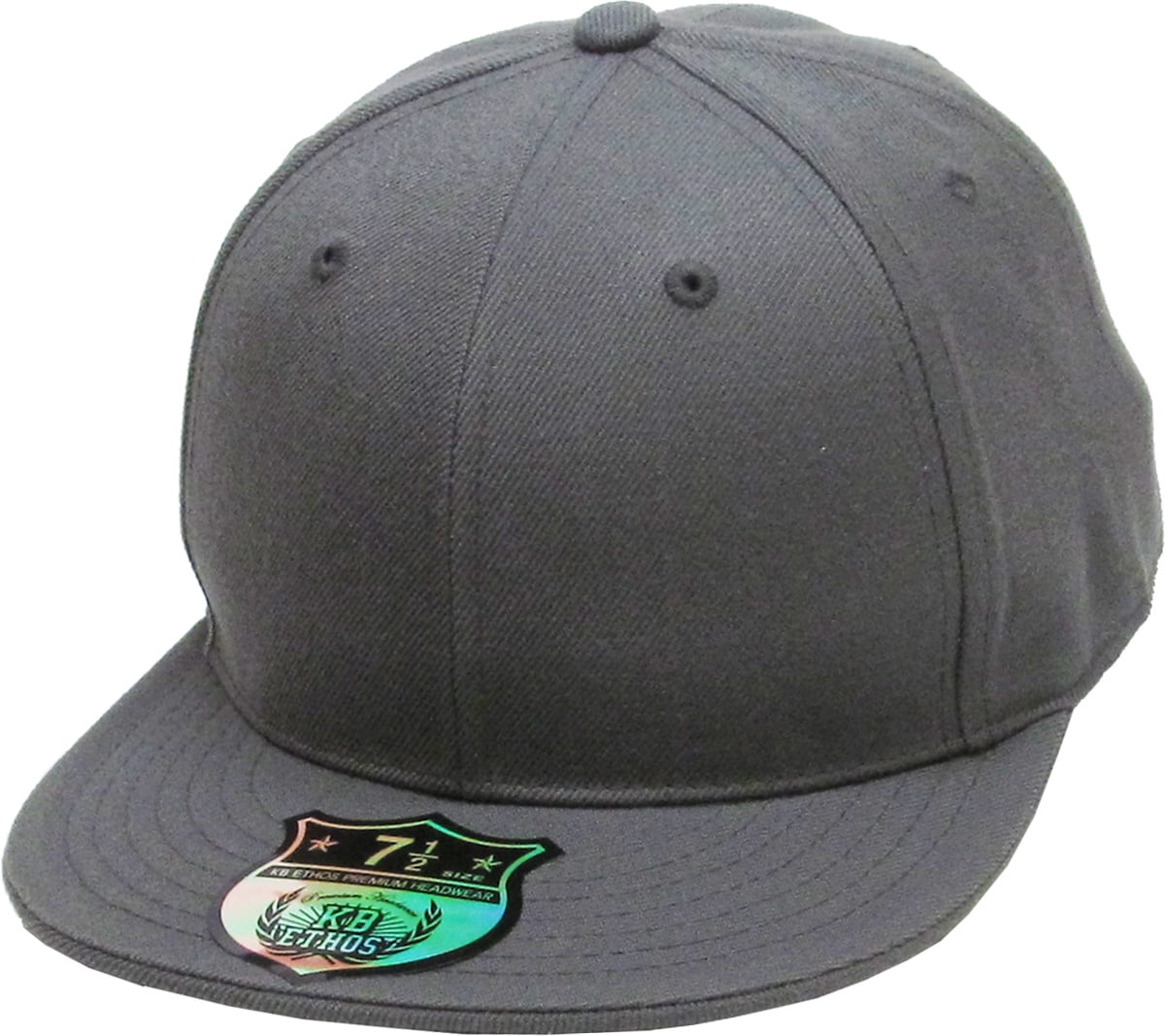Solid Flat Brim Bill Fitted Baseball Cap - Walmart.com