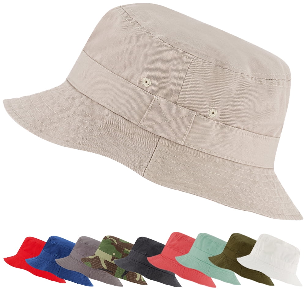 Market & Layne Unisex Khaki Bucket Hat for Adult & Teens - Medium/Large ...