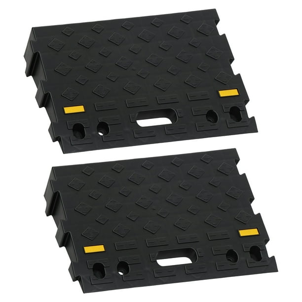 BISupply Rubber Curb Ramp Set - 2pk 4in Tall Car Ramps Interlocking ...