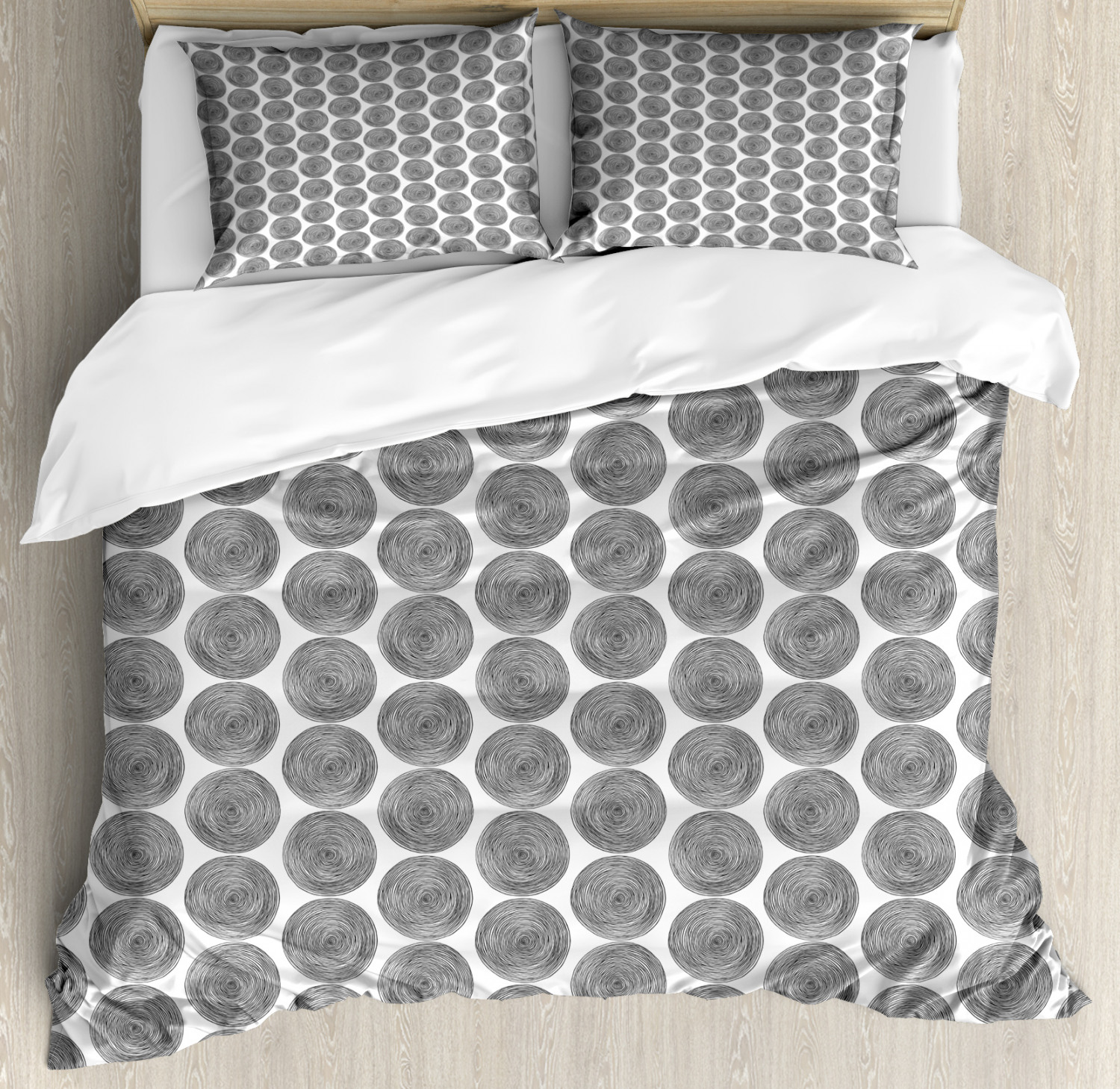 Black and White Duvet Cover Set King Size, Doodle Graphic Pattern with ...