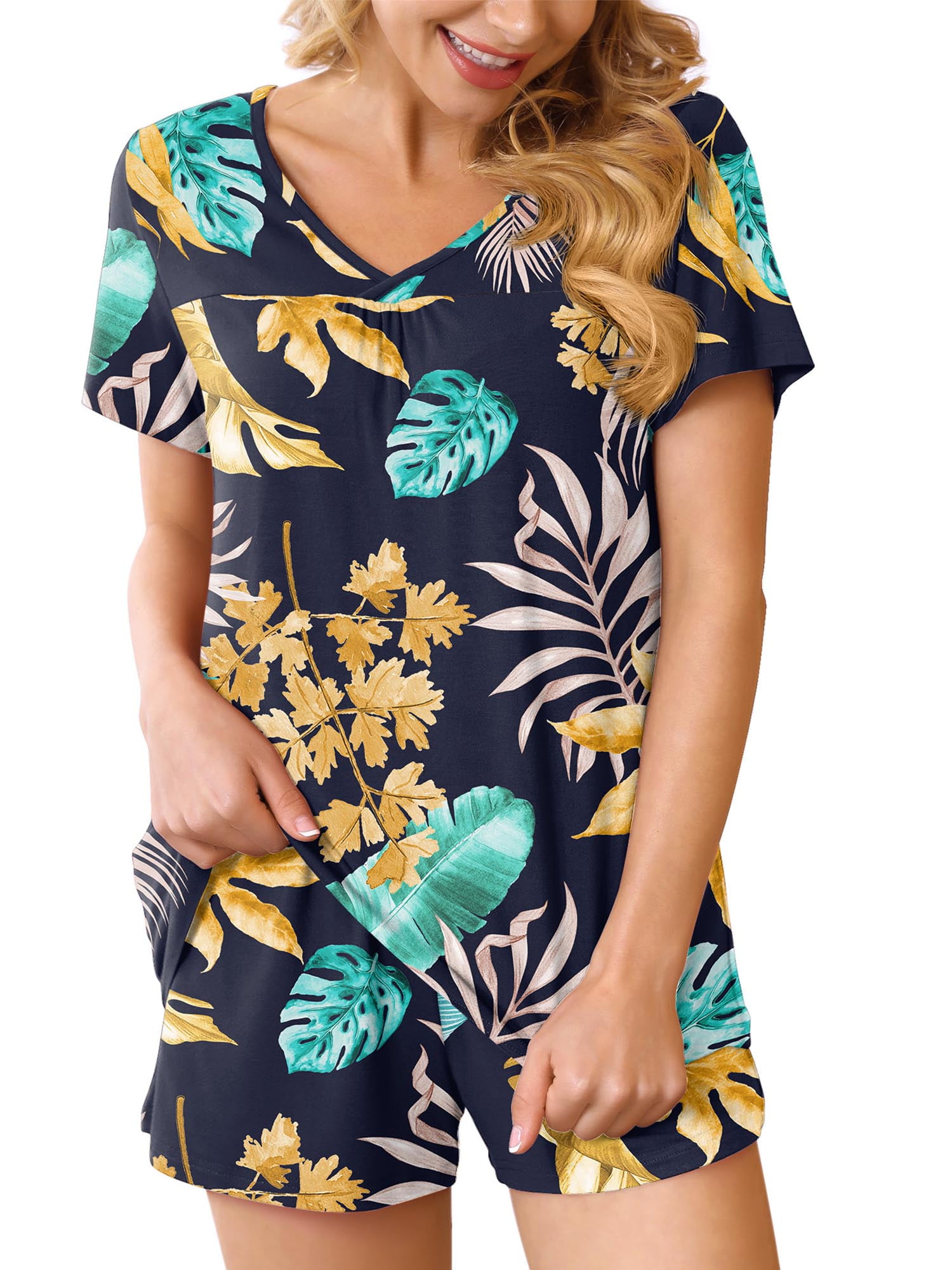 Anygrew Summer Pajama Sets For Womens Shorts Soft Pj Set 2 Piece ...