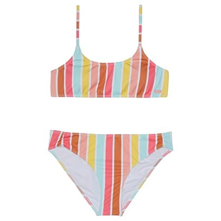 Roxy Girls Like Us Bralette Swim Set, Bright White Rainbow Candy, 12 | Walmart Canada
