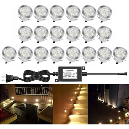 20pcs Recessed LED Deck Lighting Kits 12V Low Voltage Waterproof IP 67 ...