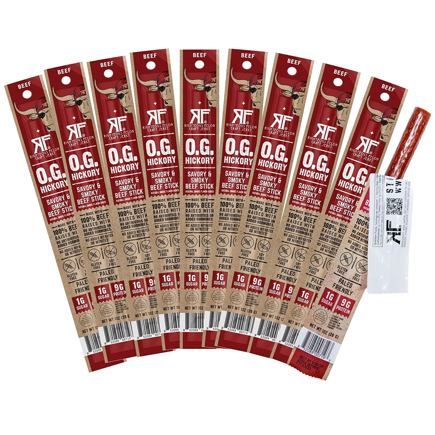 RIGHTEOUS FELON Jerky Sticks Natural High Protein Snacks for Adults, OG ...
