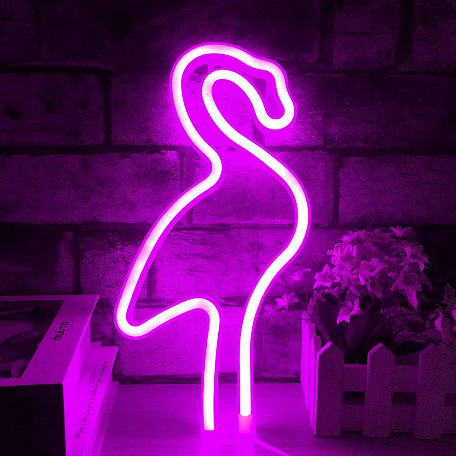 LINLIN LED Neon Light, Flamingo Neon Sign Battery/USB Operated Wall ...