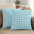 Aqua Farmhouse Check Throw Pillow Covers 18 x 18 Inch Pillow Covers Set ...
