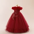 Elegant Off Shoulder Tutu Dress with Floral Appliques, Flower Girl's ...