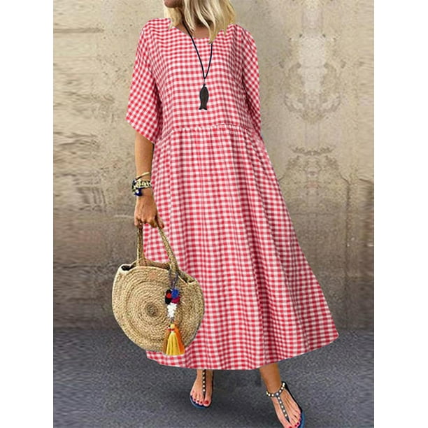 ZANZEA - ZANZEA Women's Casual Plaid Printed Short Sleeve Dresses Tunic ... ZANZEA - ZANZEA Women's Casual Plaid Printed Short Sleeve Dresses Tunic ...