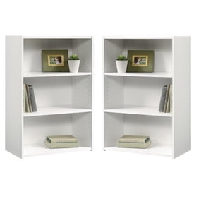 Pemberly Row Engineered Wood Horizontal Bookcase in Soft White ...