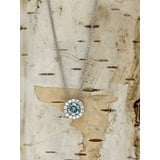 FireStar Halo Diamond Necklace for Women 10K White Gold 1/2 Ct Blue Lab ...