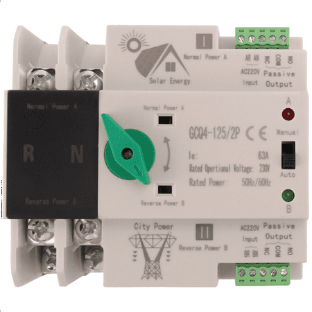 Photovoltaic Solar Power Automatic Transfer Switch Din Rail 2P 63A ...