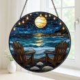 Beach Ocean Sunset Window Suncatcher, Stained Glass Hanging Decor ...