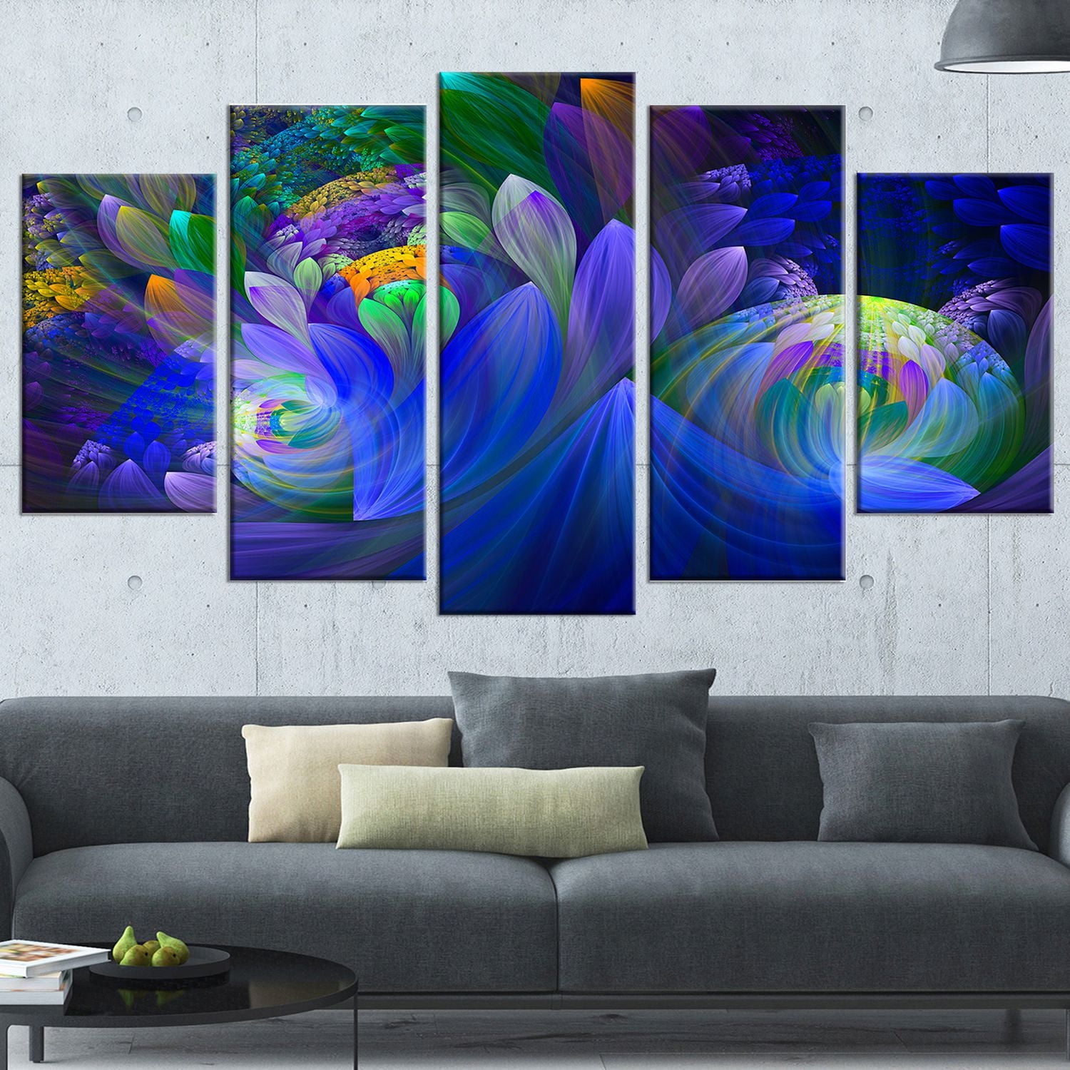 Click here for Designart Design Art Blue Fractal Flower Bouquet F... prices