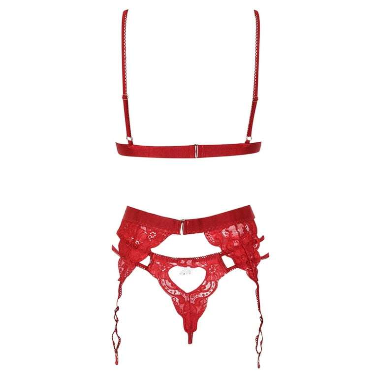 Red Lace Lingerie Set Sheer Lingerie Set See Through Lingerie Set
