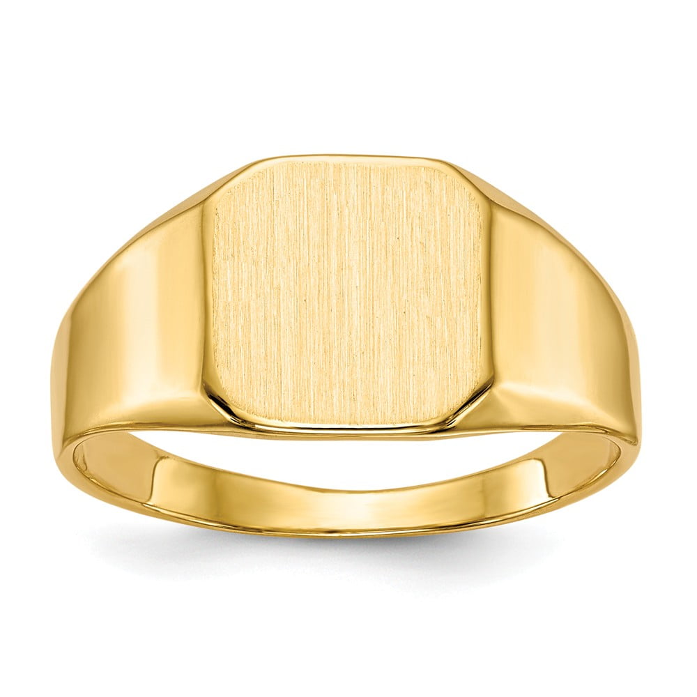 Solid 14k Yellow Gold Men's Engravable Signet Ring (11.4mm) - Size 8 ...