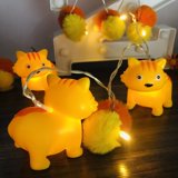 Battery Powered Pom Poms Yellow Cat String Lights 5.4FT 10LEDs Cat ...