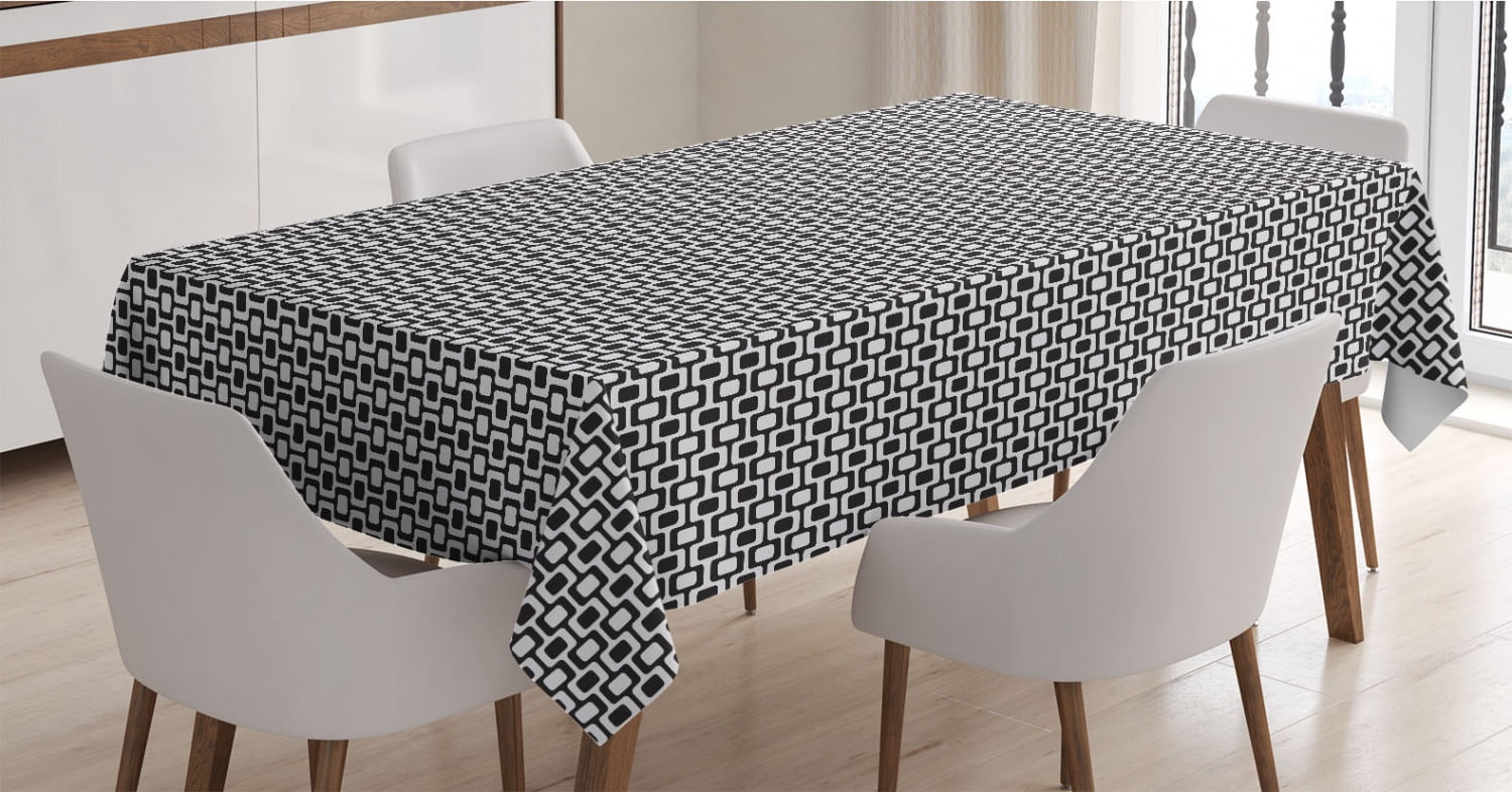 Abstract Art Tablecloth, Modern Surreal Curvy Labyrinth Style Geometric ...