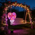 Faux Boxwood Heart-Shaped with Bow Topiary, Pink With LED Light, 32 ...
