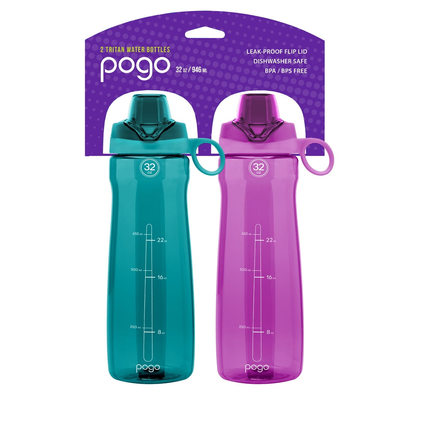 Pogo 32oz Tritan Chug Water Bottle 2pk - Fuchsia/Teal - NEW - Walmart.com