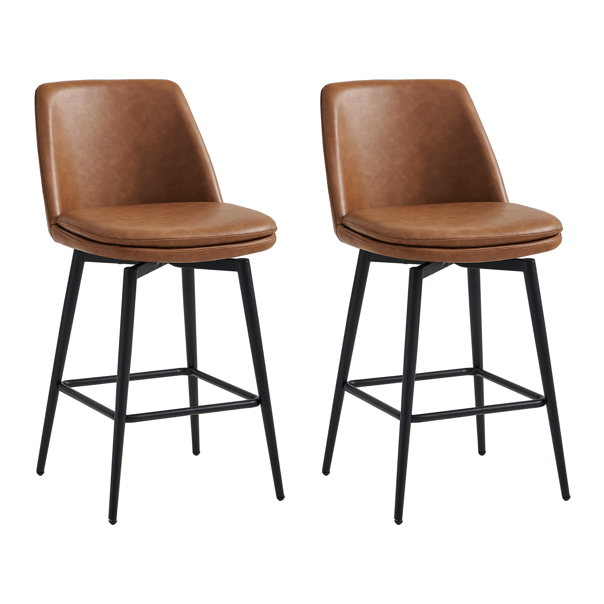 CHITA 27 inch Counter Height Swivel Bar Stools Low Back Set of 2, Metal ...