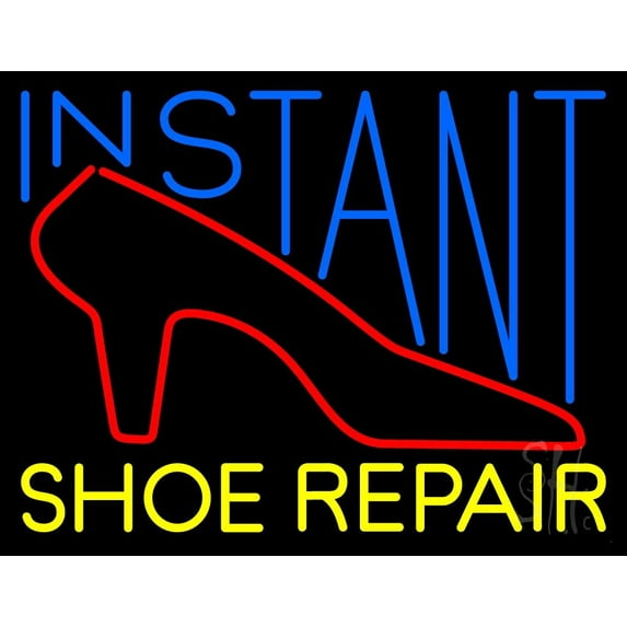 Instant Shoe Repair LED Neon Sign 15 x 19 - inches, Black Square Cut ...