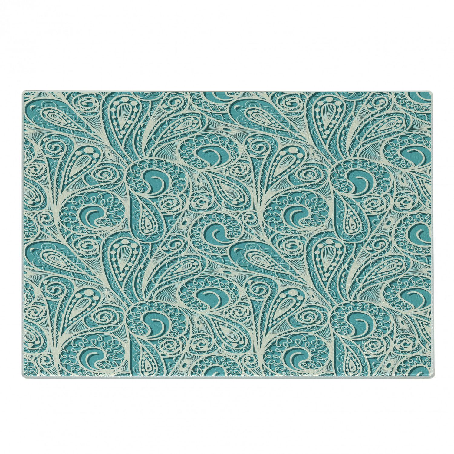 Teal and White Cutting Board, White Lace Style Pattern Feminine Fashion ...